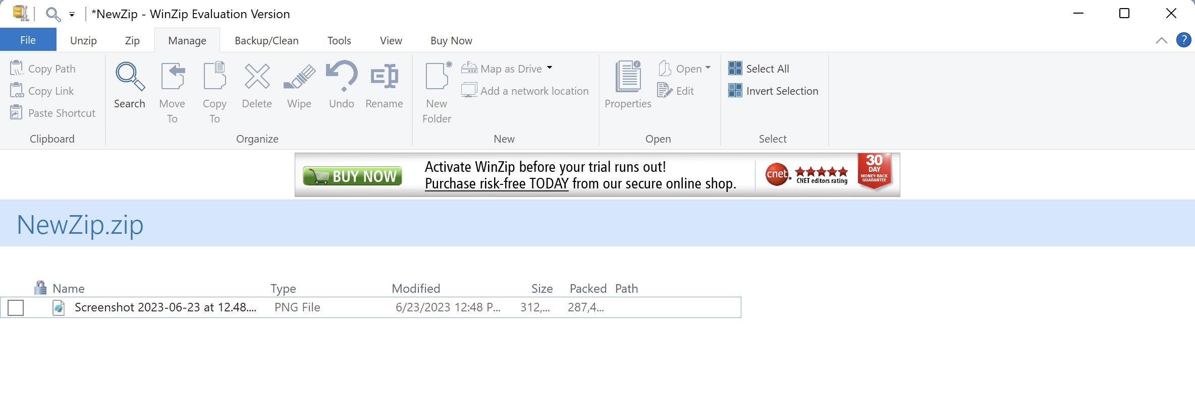 KB Corel: Explore WinZip interface